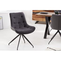 Riess Ambiente Design Stuhl DIVANI dunkelgrau Metallgestell schwarz im Retro Stil Polsterstuhl Riess-Ambiente Esszimmerstuhl K&uuml;chenstuhl