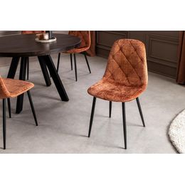 Riess Ambiente Stilvolles 2er-Set St&uuml;hle GLAMM rost braun Chenille Cremona schwarze Metallbeine Riess-Ambiente Esszimmerstuhl K&uuml;chenstuhl Modern & Design