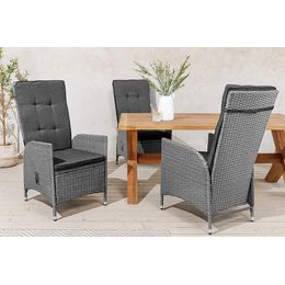 Riess Ambiente Outdoor Gartenstuhl SYLT grau Polyrattan Hochlehner mit Armlehne verstellbar wetterfest Riess-Ambiente Modern & Design