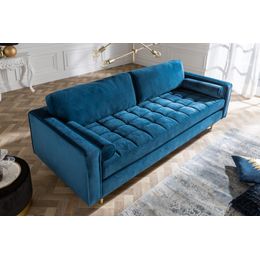 Riess Ambiente Design 3-Sitzer Sofa COZY VELVET 220cm petrol blau Samt Federkern Lounge Riess-Ambiente Wohnzimmer Modern & Design