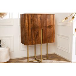 Riess Ambiente Design Highboard GATSBY 125cm braun mattgold Mangoholz Retro Riess-Ambiente