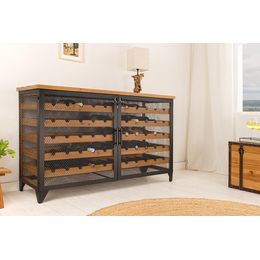 Riess Ambiente Design Weinboard BODEGA 130cm natur schwarz Tannenholz Metall Flaschenregal Riess-Ambiente