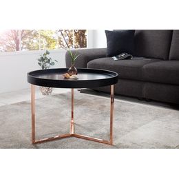 Riess Ambiente Extravaganter Couchtisch MODULAR 60cm matt schwarz kupfer rund inkl. Tablett Riess-Ambiente Sofatisch Wohnzimmertisch Modern & Design
