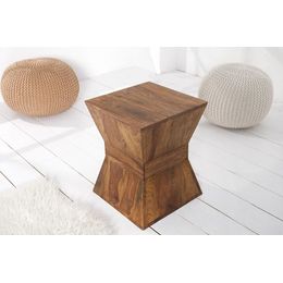 Riess Ambiente Massiver Beistelltisch PYRAMID 35cm braun Sheeshamholz stone finish Maserung Hocker Riess-Ambiente quadratisch Modern & Design