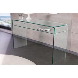 Riess Ambiente Design Konsolentisch FANTOME 100cm Glas transparent mit Ablage Riess-Ambiente Modern & Design