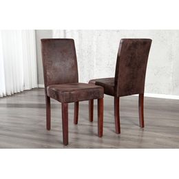 Riess Ambiente Edler Kolonial Stuhl GENUA cigar braun Vintage Look Massivholzbeine Riess-Ambiente Esszimmerstuhl K&uuml;chenstuhl