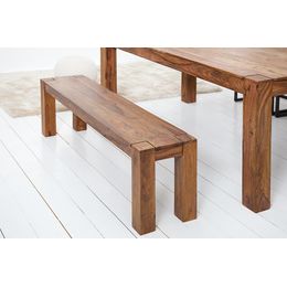 Riess Ambiente Massive Sitzbank MAKASSAR 160cm braun Sheesham stone finish Holzbank Maserung Riess-Ambiente Klassisch