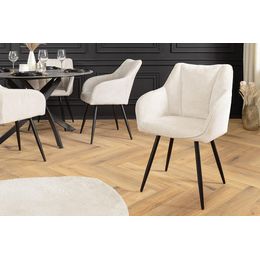 Riess Ambiente Drehbarer Retro Stuhl AVIGNON beige Chenille schwarze Metallbeine Riess-Ambiente Esszimmerstuhl K&uuml;chenstuhl