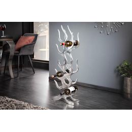 Riess Ambiente Modernes Weinregal FLAME 93cm silber f&uuml;r 9 Flaschen Flaschenhalter Riess-Ambiente
