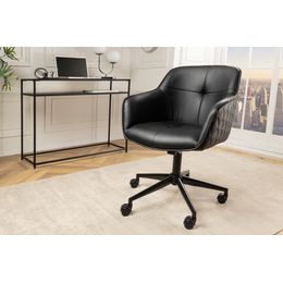Riess Ambiente H&ouml;henverstellbarer B&uuml;rostuhl EUPHORIA schwarz Kunstleder drehbar Ziersteppung gepolstert Riess-Ambiente Modern & Design