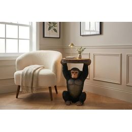 Riess Ambiente Runder Beistelltisch MONKEY 55cm schwarz grau Affen-Skulptur handmade Riess-Ambiente S&auml;ulentisch Modern & Design