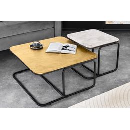 Riess Ambiente 2er Set Couchtisch ABSTRACT 60cm gold silber schwarz Metall handmade Riess-Ambiente Satztisch Sofatisch Wohnzimmertisch quadratisch Modern & Design
