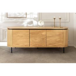 Riess Ambiente Modernes Sideboard ATELIER 160cm natur Eiche schwarz Metall vier F&auml;cher Riess-Ambiente