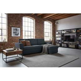 Riess Ambiente Ecksofa mit Schlaffunktion APARTMENT beidseitig aufbaubar grau Strukturstoff inkl. Stauraum Riess-Ambiente L-Form Wohnzimmer Modern & Design