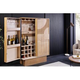 Riess Ambiente Design Barschrank ART DECO 140cm wei&szlig; gek&auml;lkt Mangoholz 3D-Front Riess-Ambiente Modern & Design