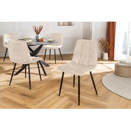 Riess Ambiente Moderner Design Stuhl TRES CHIC champagner greige Chenille Cremona schwarze Metallbeine Polsterstuhl Riess-Ambiente Esszimmerstuhl K&uuml;chenstuhl