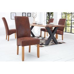 Riess Ambiente Edler Stuhl CASA whisky braun vintage Kolonialstil Massivholzbeine Riess-Ambiente Esszimmerstuhl K&uuml;chenstuhl