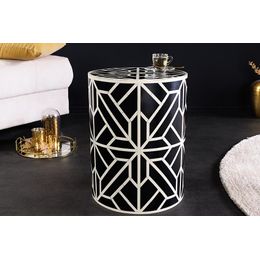 Riess Ambiente Beistelltisch HARMONY NATURE 45cm rund schwarz wei&szlig; Mosaik Kunsthandwerk Riess-Ambiente