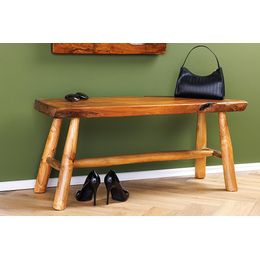 Riess Ambiente Massive Bank ROOT 100cm braun natur Teakholz Baumstamm Holzstrebe Riess-Ambiente