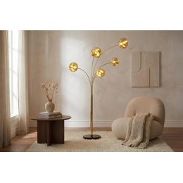 Riess Ambiente Design Stehlampe LIQUID DIAMOND 200cm gold f&uuml;nf Glasschirme mit Marmorfu&szlig; Riess-Ambiente Modern & Design