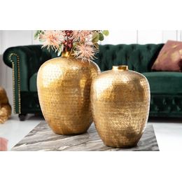Riess Ambiente Elegantes Vasen 2er Set ORIENTAL 33cm gold in Handarbeit verziert Riess-Ambiente oval Modern & Design