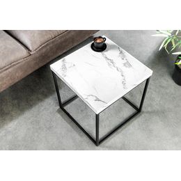 Riess Ambiente Moderner Beistelltisch ARCHITECTURE 45cm wei&szlig; Marmor-Design Metallgestell Riess-Ambiente quadratisch