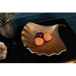 Riess Ambiente Dekorative Schale GINKGO 45cm gold handmade Metall Riess-Ambiente Modern & Design