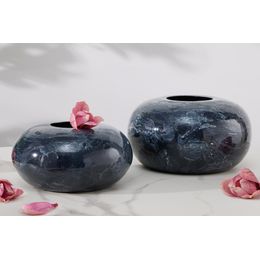 Riess Ambiente Design 2er Set Vase STONE 25cm schwarz marmoriert Handarbeit Riess-Ambiente Modern & Design