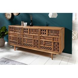 Riess Ambiente Massives Sideboard MARRAKESCH 160cm Mangoholz mit Verzierung Boho Stil Riess-Ambiente Modern & Design