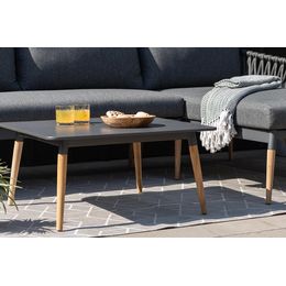 Riess Ambiente Outdoor Beistelltisch IPANEMA 80cm anthrazit Aluminium Teakholz wetterfest Gartentisch Riess-Ambiente quadratisch Modern & Design