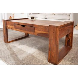 Riess Ambiente Massivholz Couchtisch MARKANT 100cm braun Sheesham stone finish Schublade Stauraum Riess-Ambiente Sofatisch Wohnzimmertisch rechteckig Modern & Design