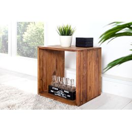 Riess Ambiente Massivholz Beistelltisch MAKASSAR 45cm braun Sheesham stone finish Regal handmade Riess-Ambiente rechteckig Klassisch