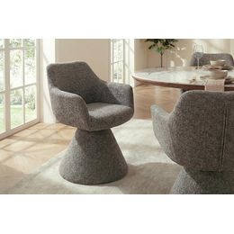 Riess Ambiente Drehbarer Stuhl AMBIENTO braun Strukturstoff 180&deg; mit Auto-Return Polsterstuhl Riess-Ambiente Esszimmerstuhl K&uuml;chenstuhl Modern & Design