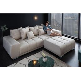 Riess Ambiente Big Sofa ELEGANCIA 285cm champagner beige Vogue Velours Samt inkl. Kissen Federkern Riess-Ambiente Wohnzimmer Modern & Design