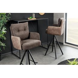 Riess Ambiente Drehbarer Design Barhocker BIG GEORGE taupe Samt Taschenfederkern mit Armlehnen Metall Polsterstuhl Riess-Ambiente f&uuml;r K&uuml;che Tresenhocker...
