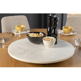 Riess Ambiente Handgefertigter Drehteller SERVANT 50cm wei&szlig; Marmor runde Dekoplatte Riess-Ambiente Modern & Design