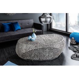 Riess Ambiente Filigraner Design Couchtisch ABSTRACT LEAF 130cm silber Handarbeit Riess-Ambiente Sofatisch Wohnzimmertisch S&auml;ulentisch Modern & Design