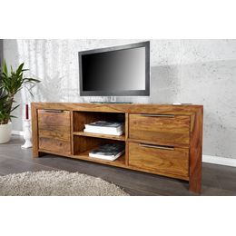 Riess Ambiente Massives TV-Board PURE 135cm braun Sheesham stone finish Lowboard Palisander Riess-Ambiente Klassisch