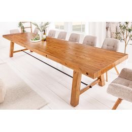 Riess Ambiente Massiver Esstisch FINCA 300cm vintage braun Pinienholz Bohlenoptik Riess-Ambiente Konferenztisch Esszimmertisch K&uuml;chentisch rechteckig 2 Personen