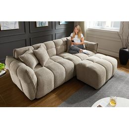 Riess Ambiente Modernes XXL Sofa CLOUD 260cm champagner greige Boucl&eacute; Bigsofa Federkern inkl. Kissen Riess-Ambiente Wohnzimmer