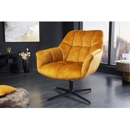 Riess Ambiente Drehbarer Sessel PAPILLON senfgelb Samt schwarz Metall h&ouml;henverstellbar mit Armlehne Riess-Ambiente Modern & Design