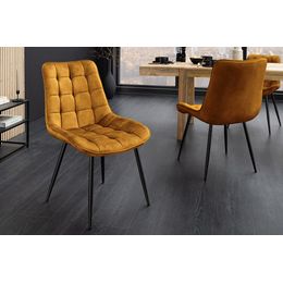 Riess Ambiente Design Stuhl ROADSTAR senfgelb Samt schwarze Metallbeine Polsterstuhl Riess-Ambiente Esszimmerstuhl K&uuml;chenstuhl Modern & Design