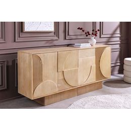 Riess Ambiente Massives Sideboard ART DECO 170cm wei&szlig; gek&auml;lkt Mangoholz 3D-Front handmade Riess-Ambiente Modern & Design