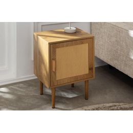 Riess Ambiente Design Nachttisch VIENNA 60cm natur Rattan Geflecht Beistelltisch mit Stauraum Riess-Ambiente
