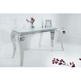 Riess Ambiente Eleganter Konsolentisch MODERN BAROCK 145cm wei&szlig; Edelstahlbeine Opalglas Riess-Ambiente