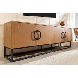 Riess Ambiente Industrial Lowboard GRANDEZZA 180cm natur Eiche schwarz Metall TV-Board Riess-Ambiente