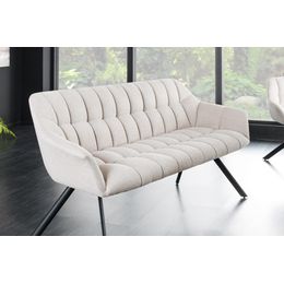 Riess Ambiente Esszimmer Sitzbank PAPILLON 165cm champagner beige mit Lehnen schwarzes Metallgestell Riess-Ambiente Modern & Design