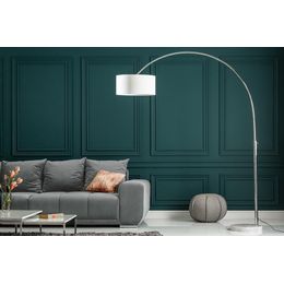 Riess Ambiente Ausziehbare Bogenlampe LOUNGE DEAL 170-200cm wei&szlig; Leinenschirm Stehlampe Riess-Ambiente Klassisch
