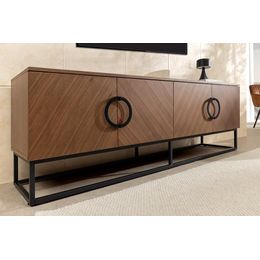 Riess Ambiente Industrial Lowboard GRANDEZZA 180cm natur Walnuss schwarz Metall TV-Board Riess-Ambiente
