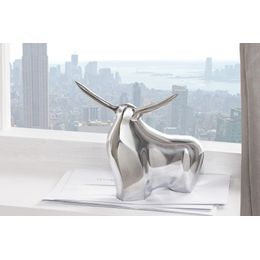 Riess Ambiente Moderne Skulptur BIG BULL silber Aluminium Dekoration Stierfigur Briefbeschwerer Riess-Ambiente organisch